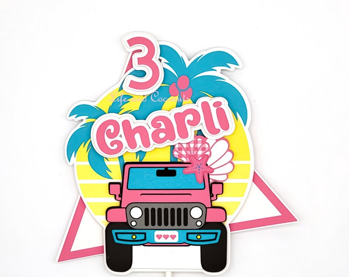 Pink Jeep Cake Topper, Girly Birthday Party, Pink Tropical Beach Party ...