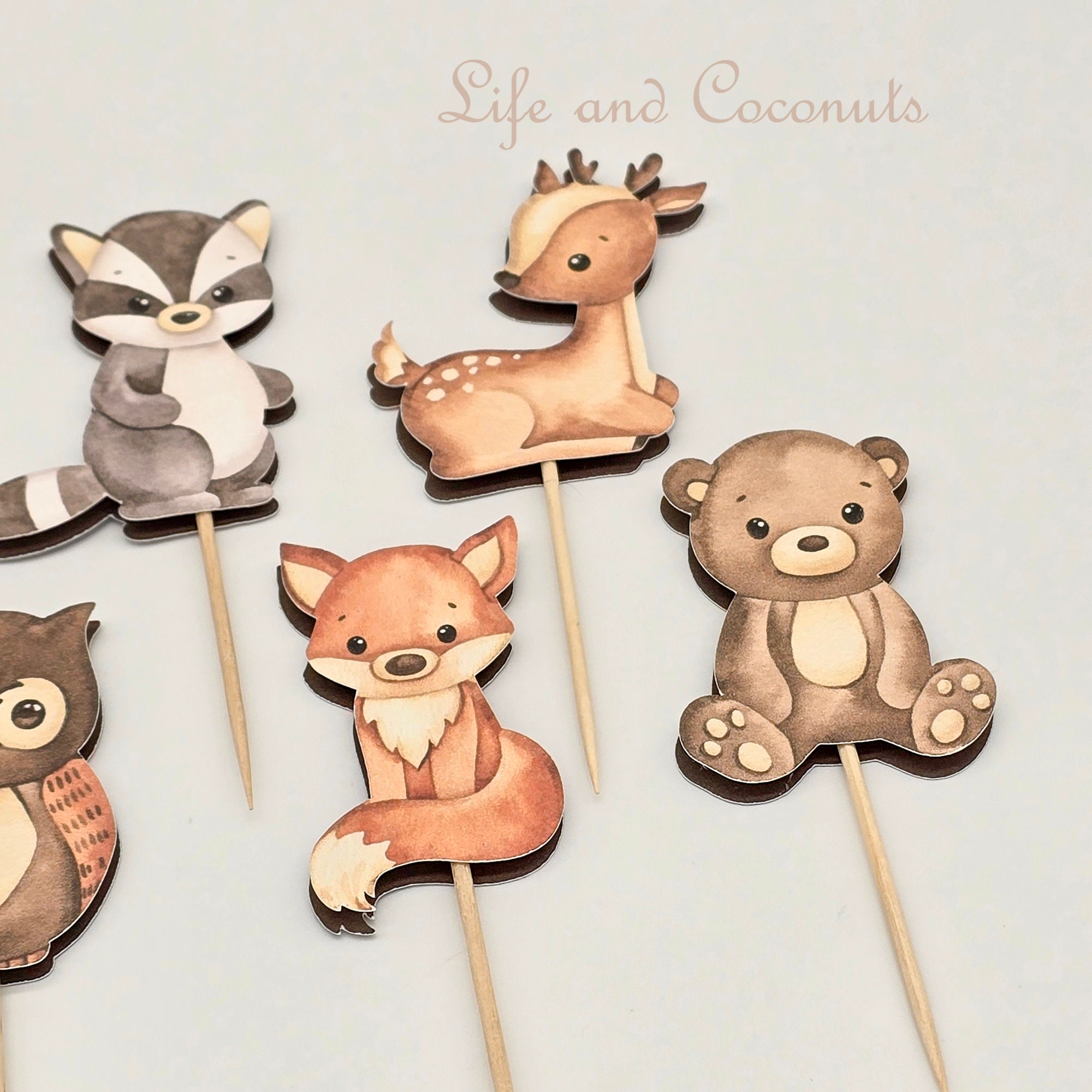 Forest Animal Cupcake Toppers - Woodland Baby Shower, Birthday Party ...