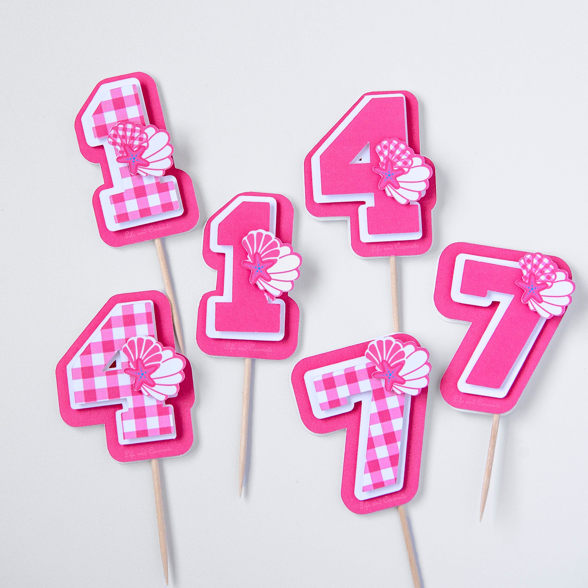 Pink Number Cupcake Toppers: Girly Tropical Party Decorations - Etsy