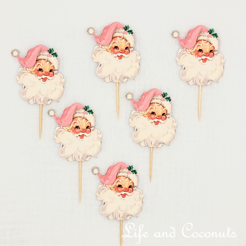 Whimsical Santa Claus Cupcake Toppers - Vintage Inspired Christmas ...