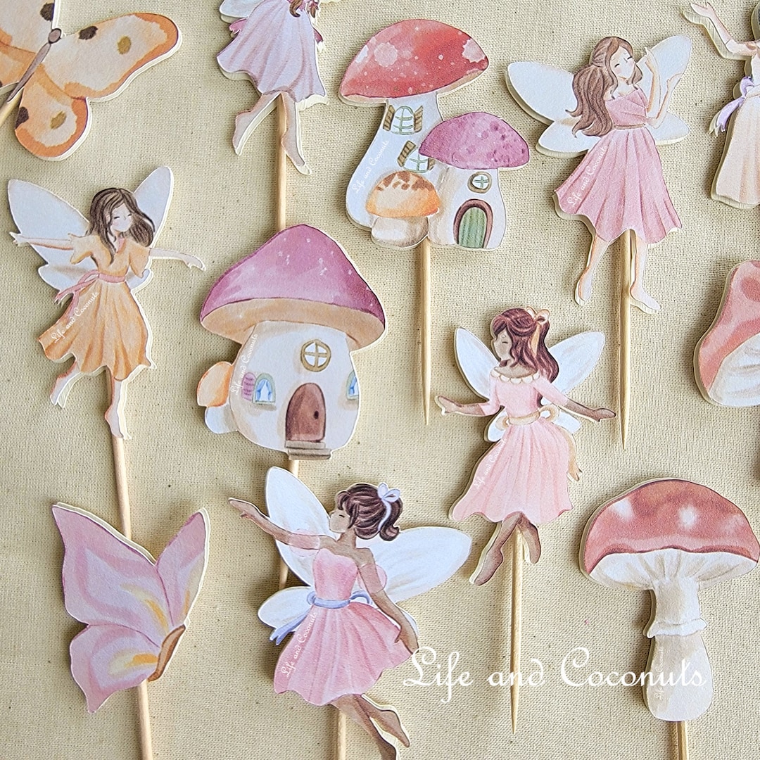 Fairy Cupcake Toppers, Faeries, Garden Party, Fairy Cake Decorations ...
