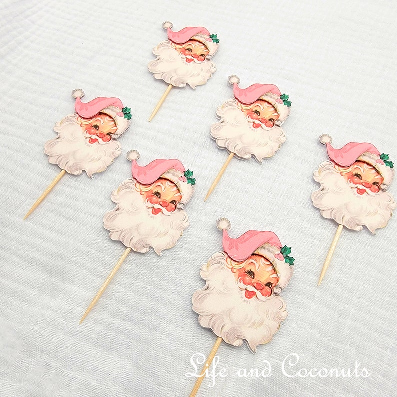 Whimsical Santa Claus Cupcake Toppers - Vintage Inspired Christmas ...