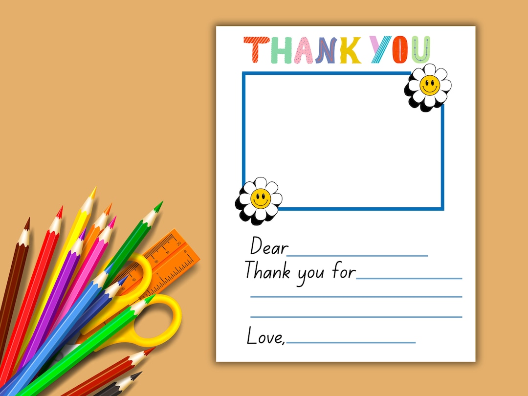 Kids' Thank You Note Printable: Customizable Fill-in-the-blank Card - Etsy