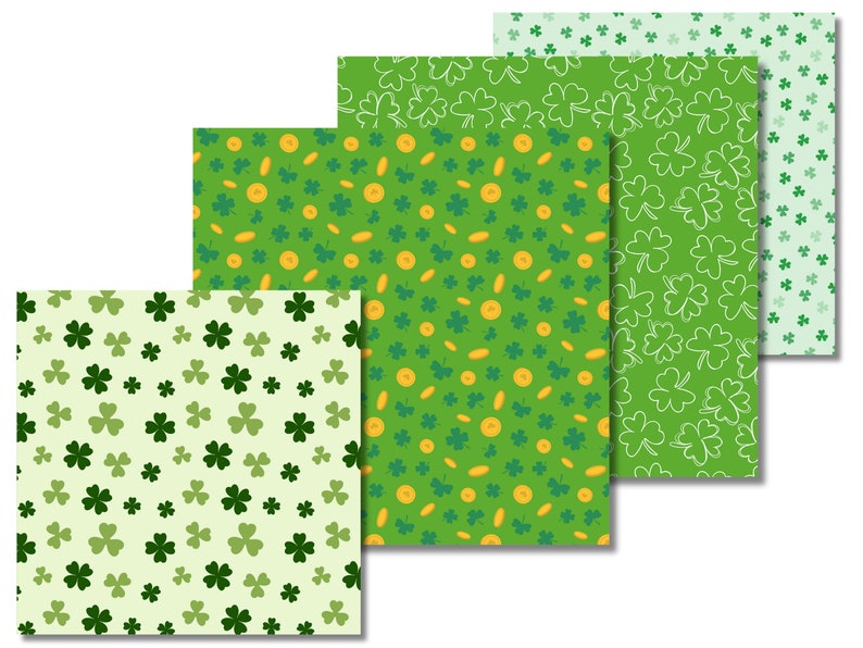 Seamless Digital Paper PACK : St. Patrick's Day Edition With Clover ...