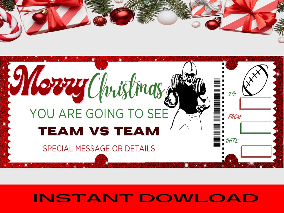 Christmas Rugby Ball Tickets Template rugby Ball Ticket Gift Editable ...