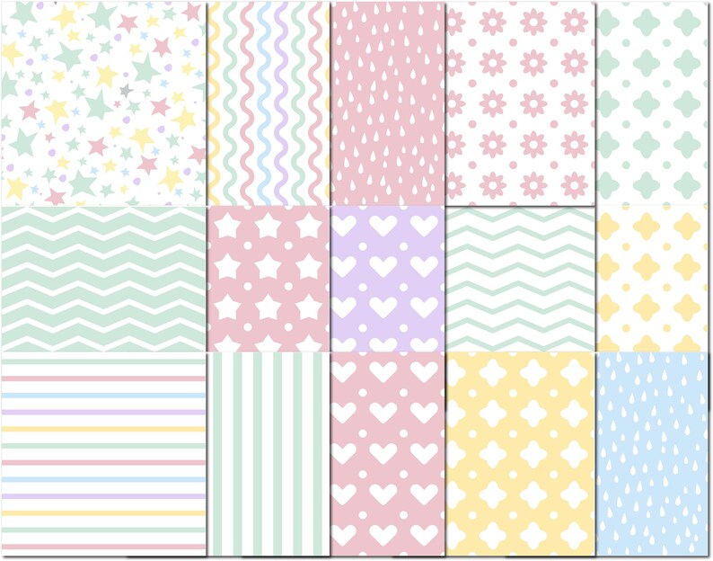 Essential Pastel Digital Paper Pack. 70 Papers. Patterns Scrapbooking ...