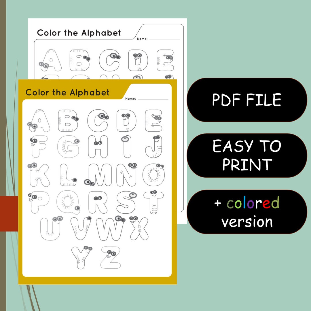 Colorea el alfabeto hojas de trabajo imprimibles en PDF para - Etsy España