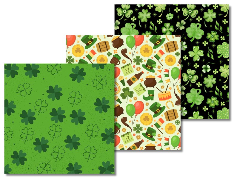 Seamless Digital Paper PACK : St. Patrick's Day Edition With Clover ...