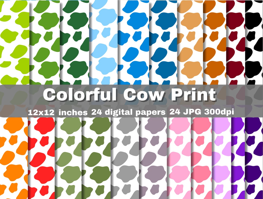 Colorful Cow Print Digital Paper:printable Animal Print Backdrop ...