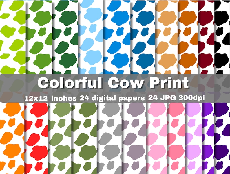 Colorful Cow Print Digital Paper:printable Animal Print Backdrop ...