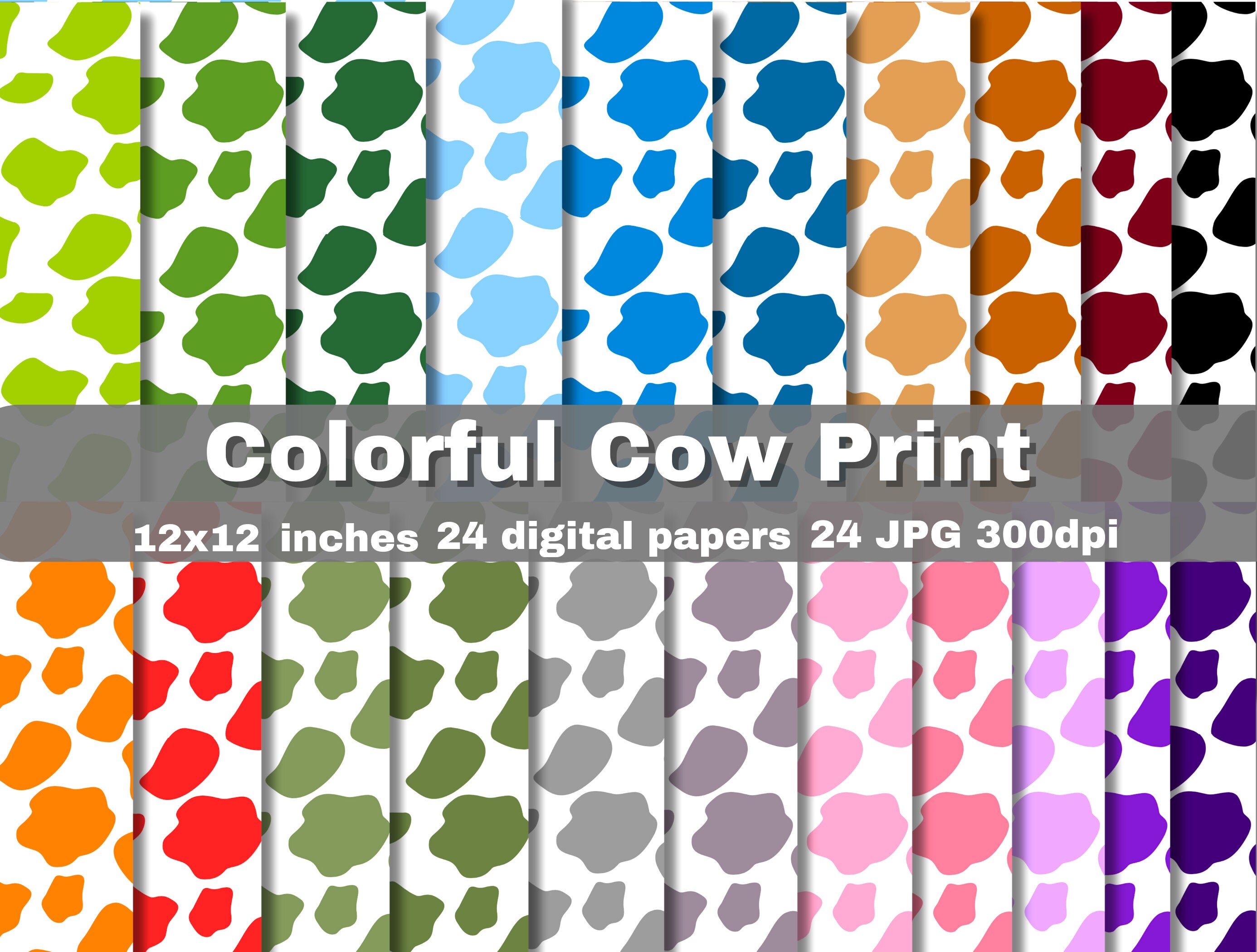Colorful Cow Print Digital Paper:printable Animal Print Backdrop ...
