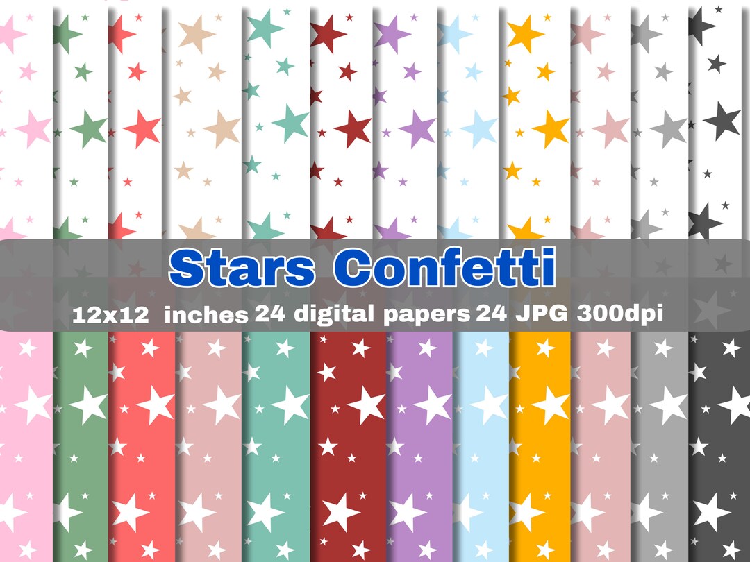 Stars Confetti Digital Paper Pack:pastel Shades,printable Backgrounds ...