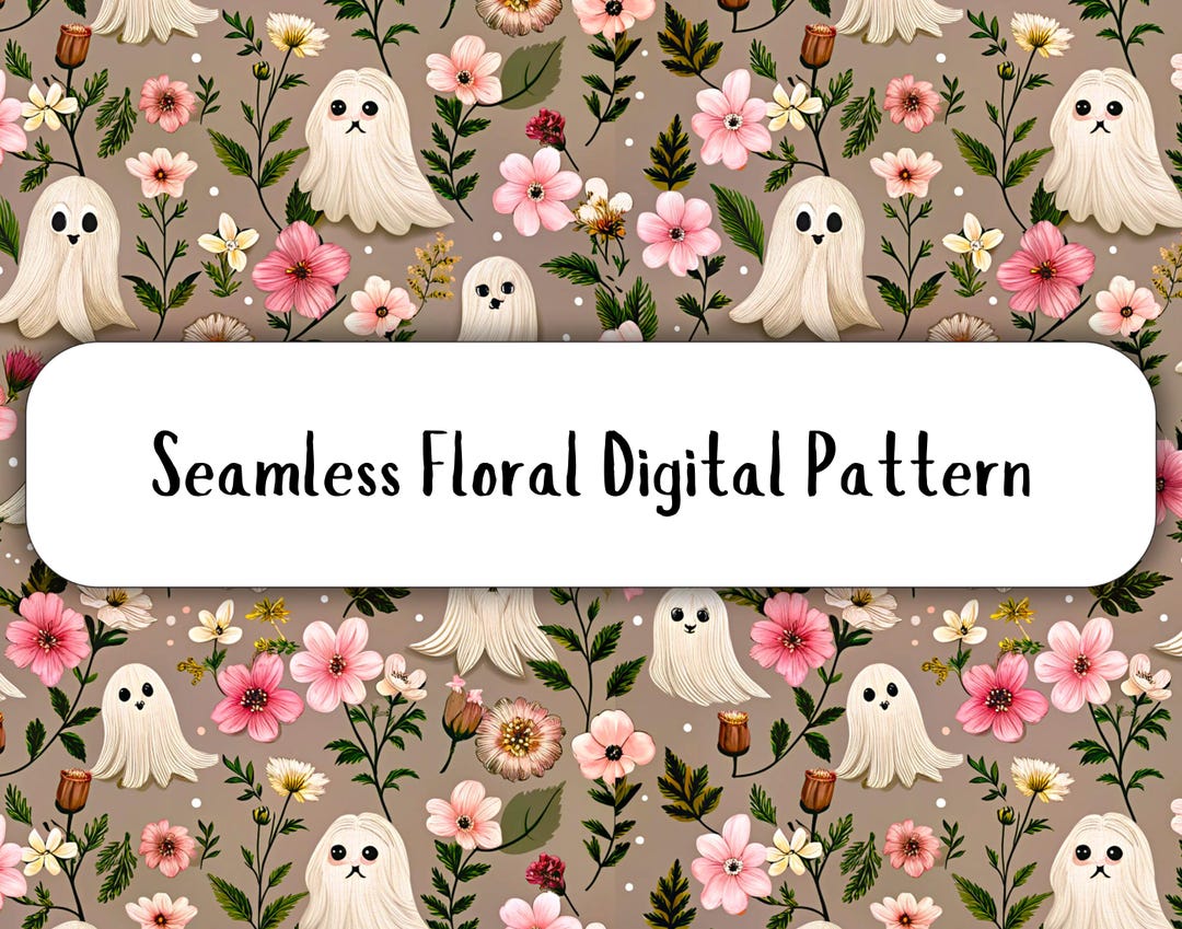 Retro Hippie Floral Ghosts Seamless Pattern | Digital Download | Cute ...