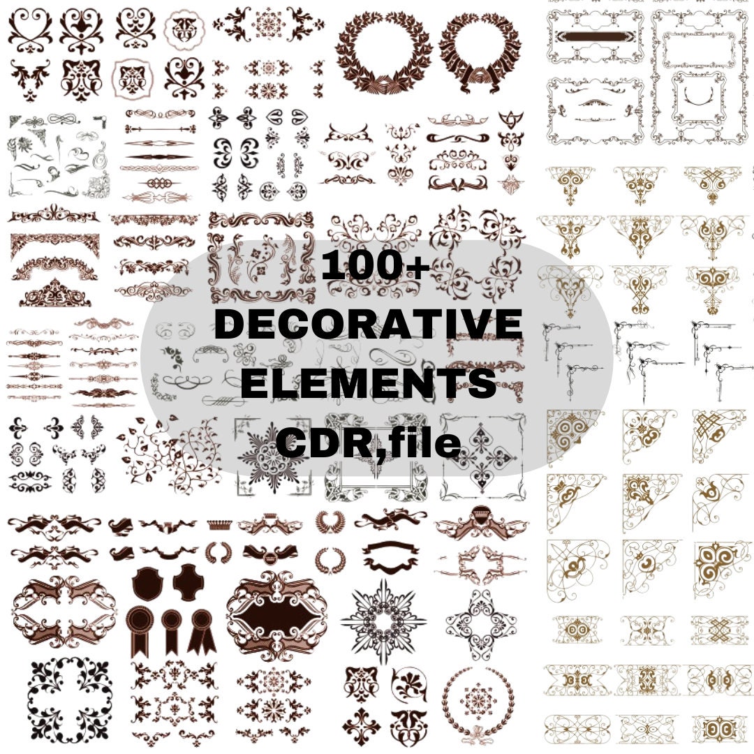 100 Decorative Elements CDR Ornaments CDR Flourishes Cdr - Etsy