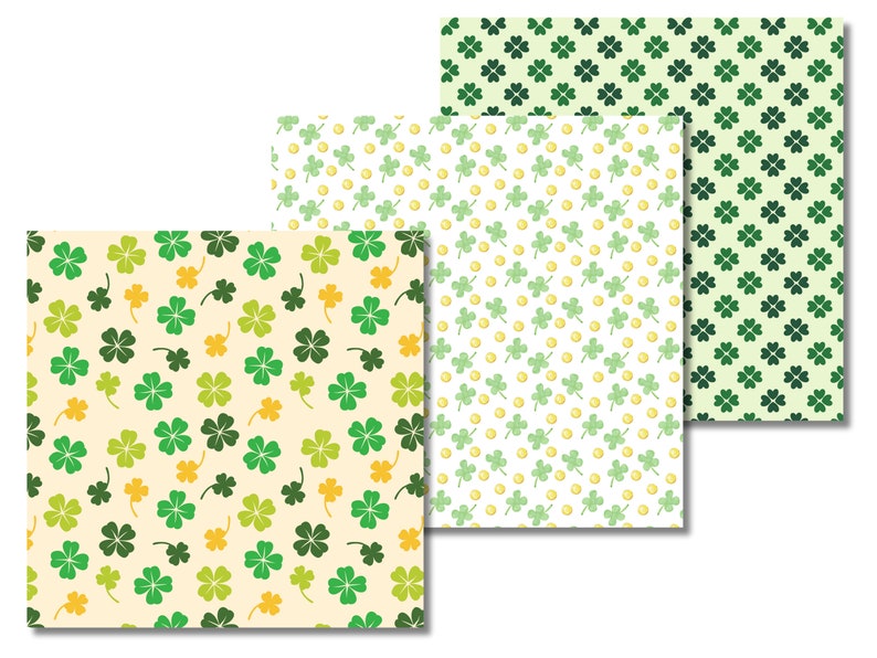 Seamless Digital Paper PACK : St. Patrick's Day Edition With Clover ...