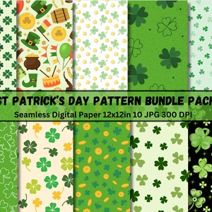 Seamless Digital Paper PACK : St. Patrick's Day Edition With Clover ...