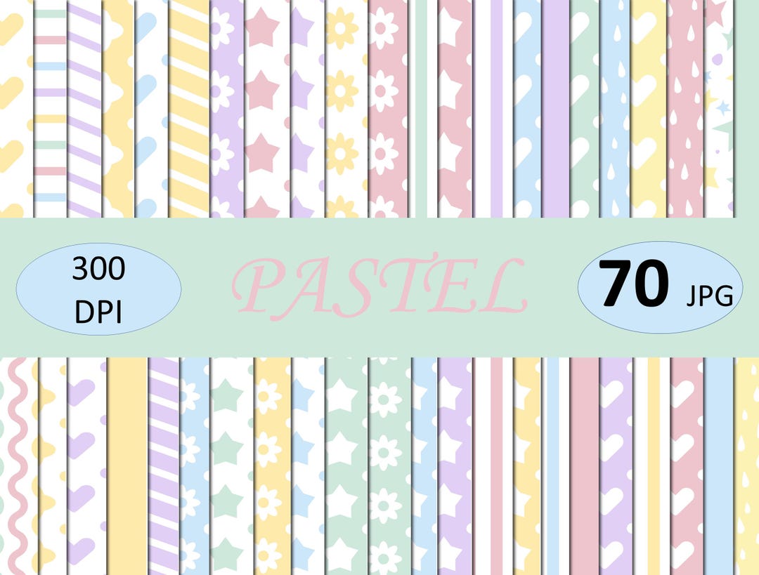 Essential Pastel Digital Paper Pack. 70 Papers. Patterns Scrapbooking ...