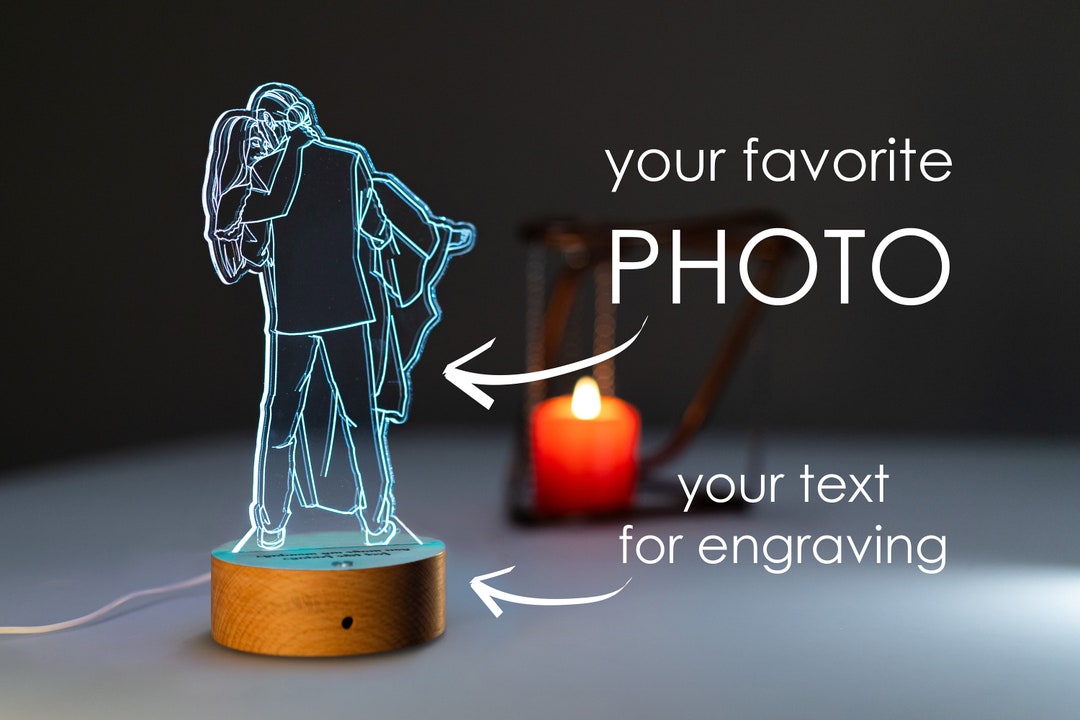 Personalized Photo Night Light, 3D Custom LED Acrylic Edge Lit Lamp ...