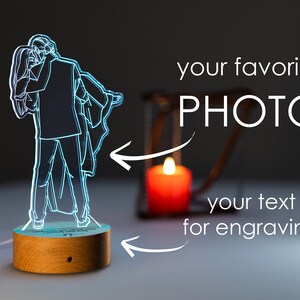 Personalized Photo Night Light, 3D Custom LED Acrylic Edge Lit Lamp ...