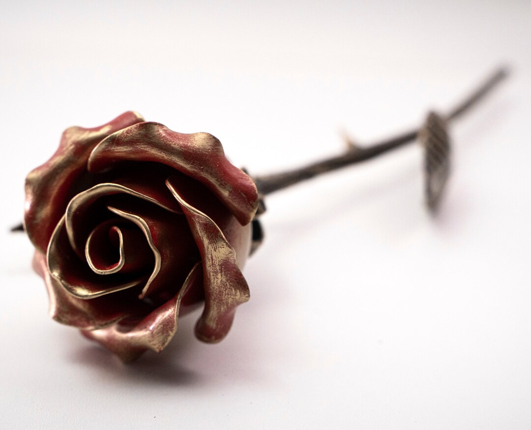Hand Forged Wrought Metal Rose - Romantic Metal Gift of Everlasting ...