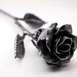 Hand Forged Iron Rose Sculpture - Gift of Everlasting Love - Wrought ...