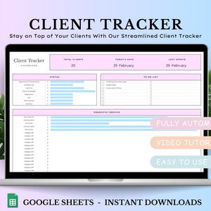 Client Tracker Spreadsheet, Client Management Google Sheets, Small Business Spreadsheet ...