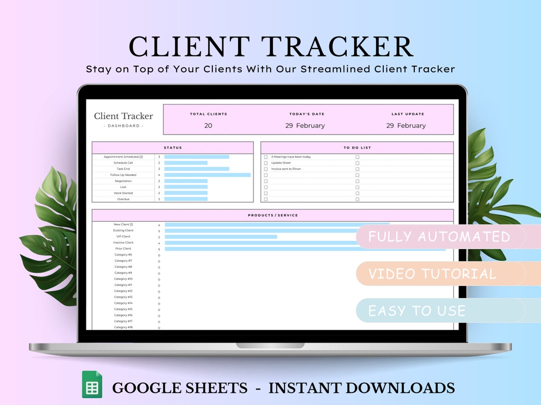 Client Tracker Spreadsheet, Client Management Google Sheets, Small ...