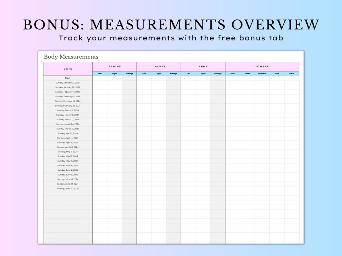 Weight Loss Tracker Spreadsheet for Google Sheets, Weight Journal ...
