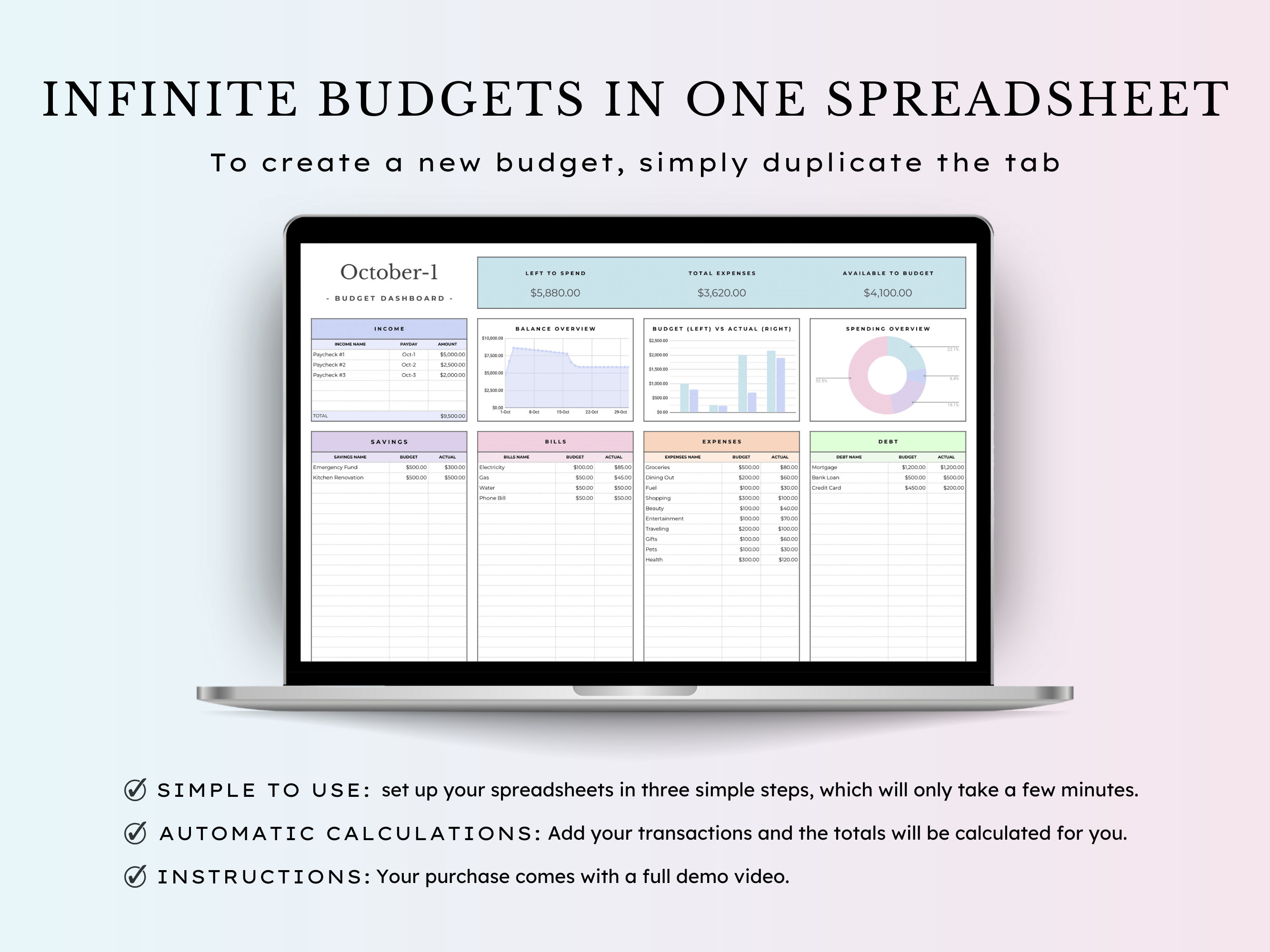 Budget Planner for Google Sheets, Monthly Budget Spreadsheet, Paycheck ...