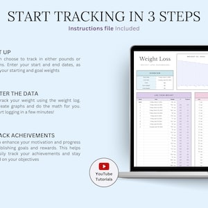 Weight Loss Tracker Spreadsheet for Google Sheets, Weight Journal, Weight Loss Planner, Daily ...