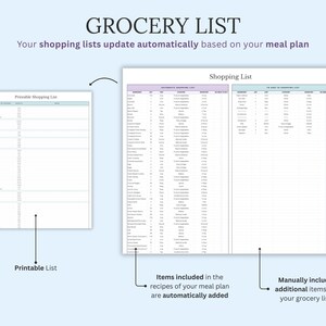 Recipe Organizer Spreadsheet Meal Planner Digital Recipe Book Automatic ...