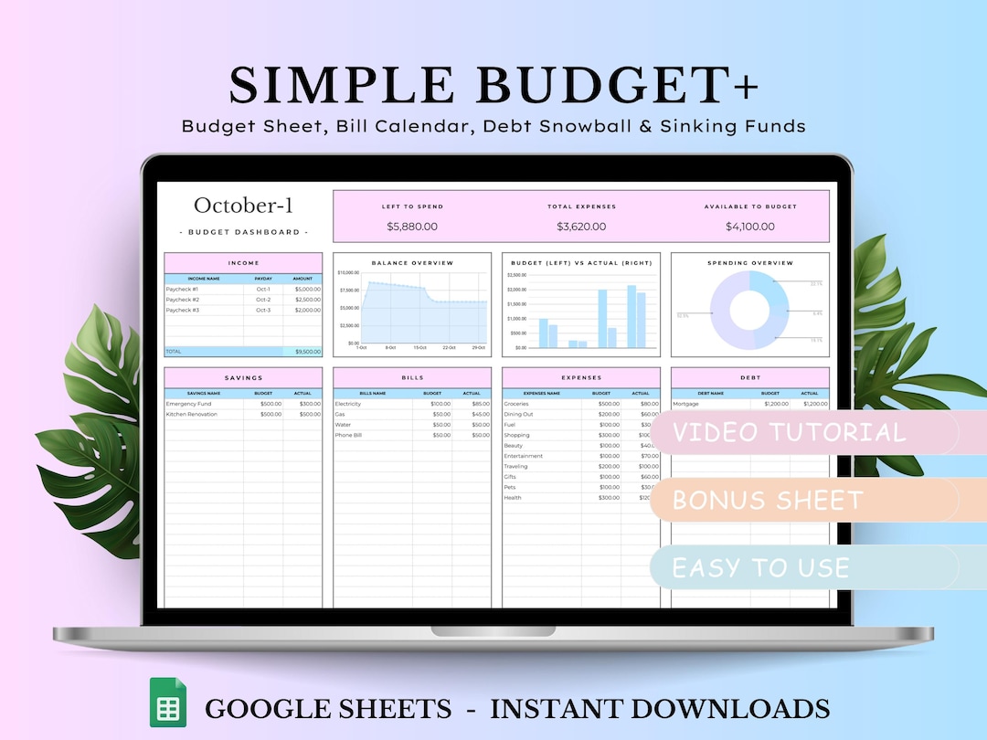 Ultimate Budget Spreadsheet, Google Sheets Budget Template, Monthly ...