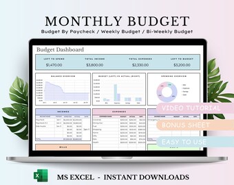 Excel Budget Template Expense Tracker Digital Financial Planner ...