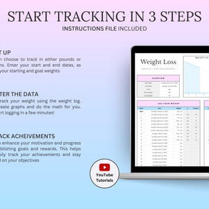 Weight Loss Tracker Spreadsheet for Google Sheets, Weight Journal ...