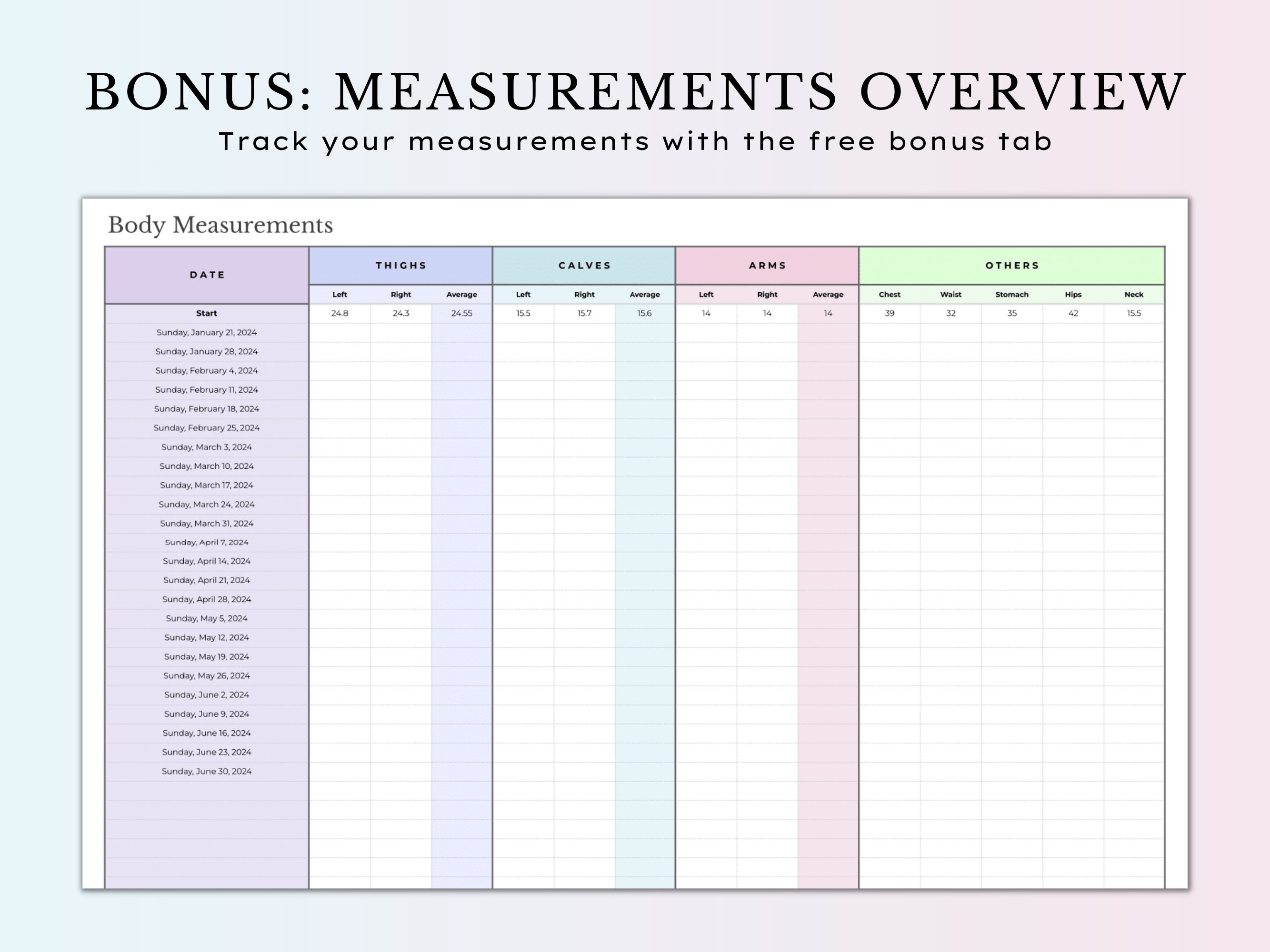 Weight Loss Tracker Spreadsheet for Google Sheets, Weight Journal ...
