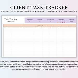 Client Tracker Spreadsheet for Small Business W/ Task Tracker Customer ...