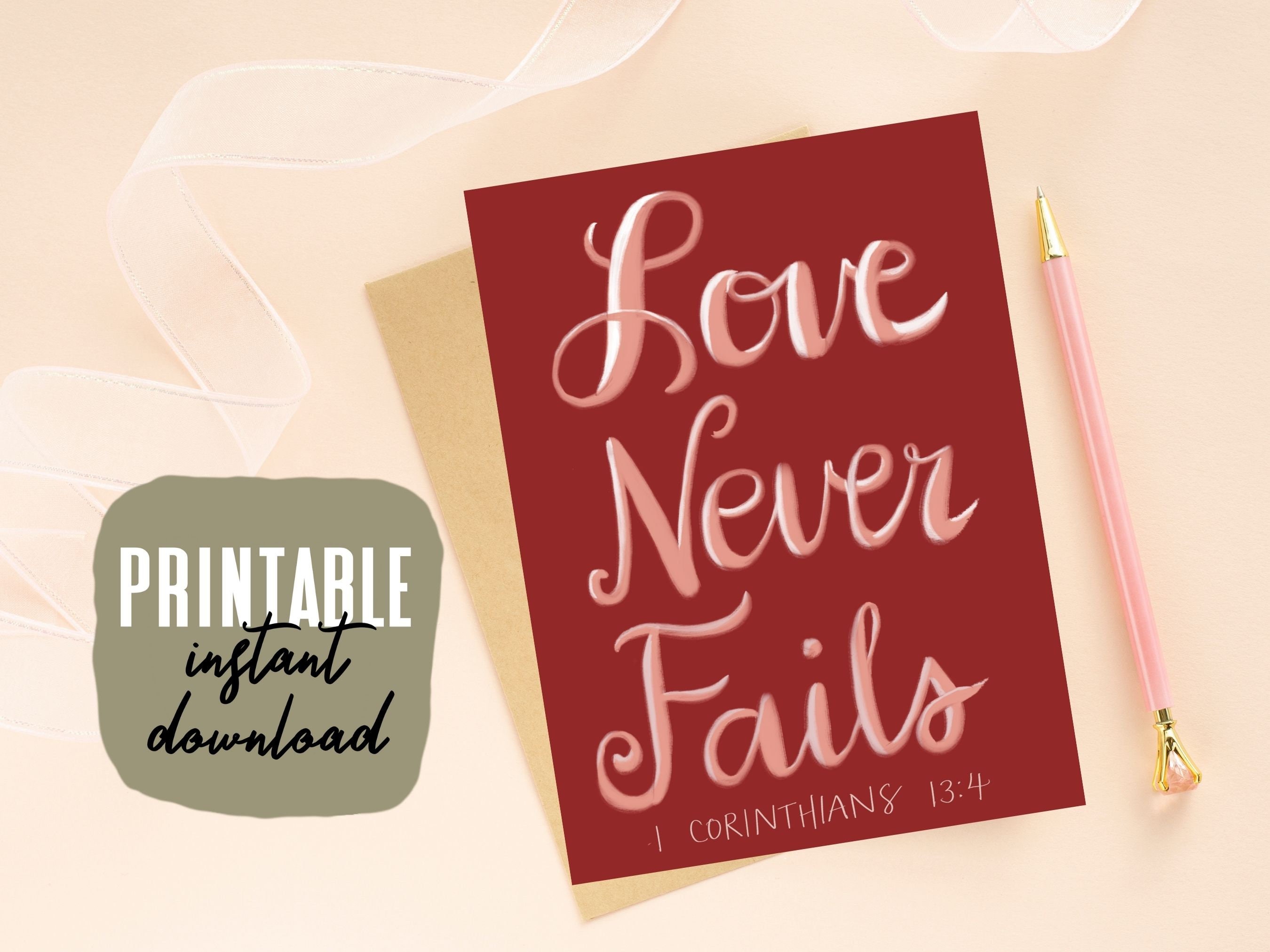 Christian Valentine Printable Card - Etsy