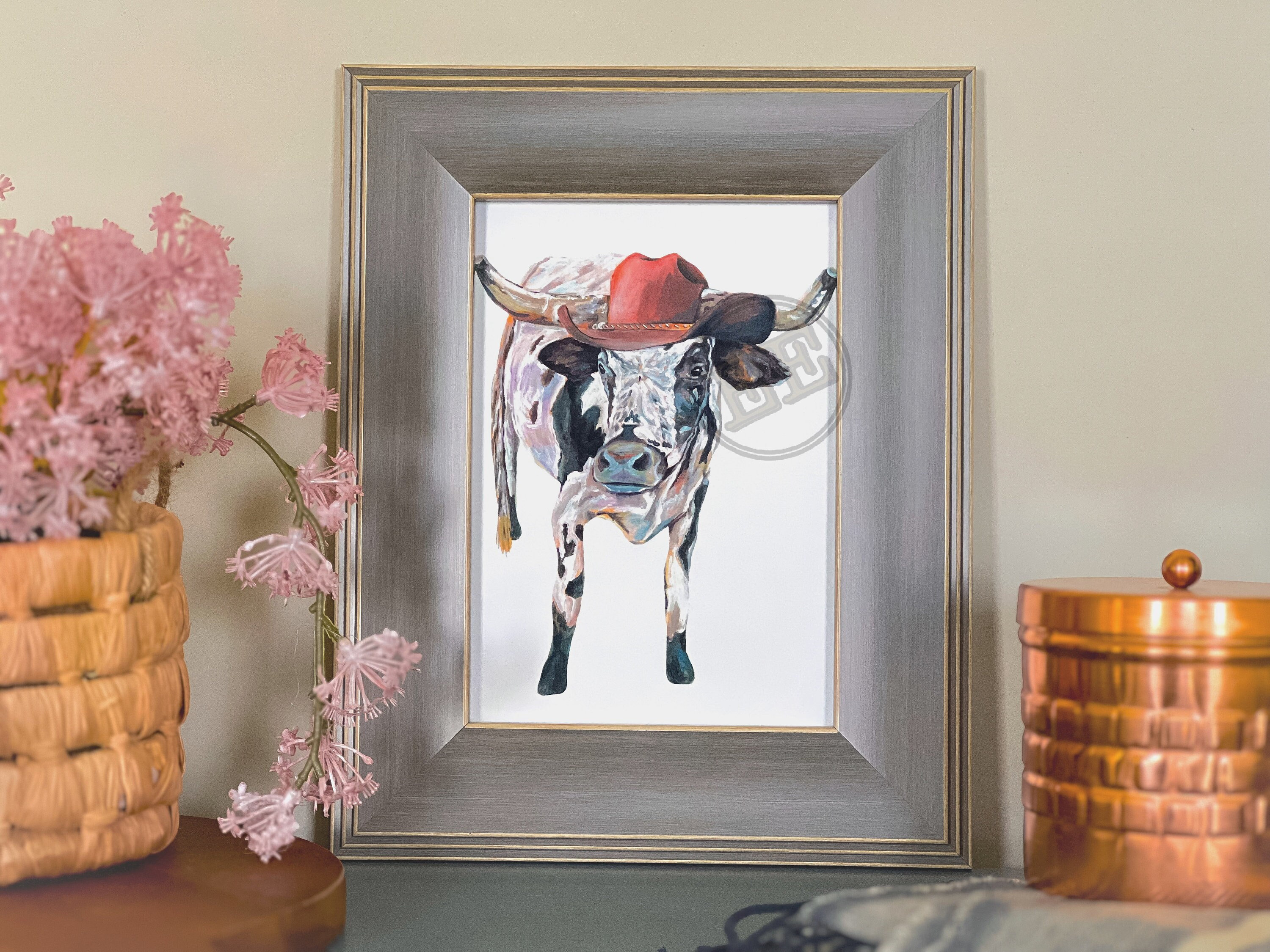 Cowboy Steer Art Print, Western Home Decor (5x7) - Etsy