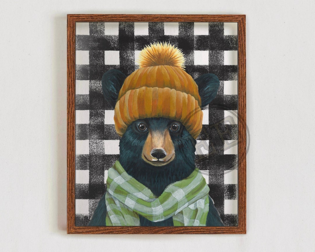 Cute Little Black Bear 8"x10" Art Print Outdoorsy Home Decor Cute ...