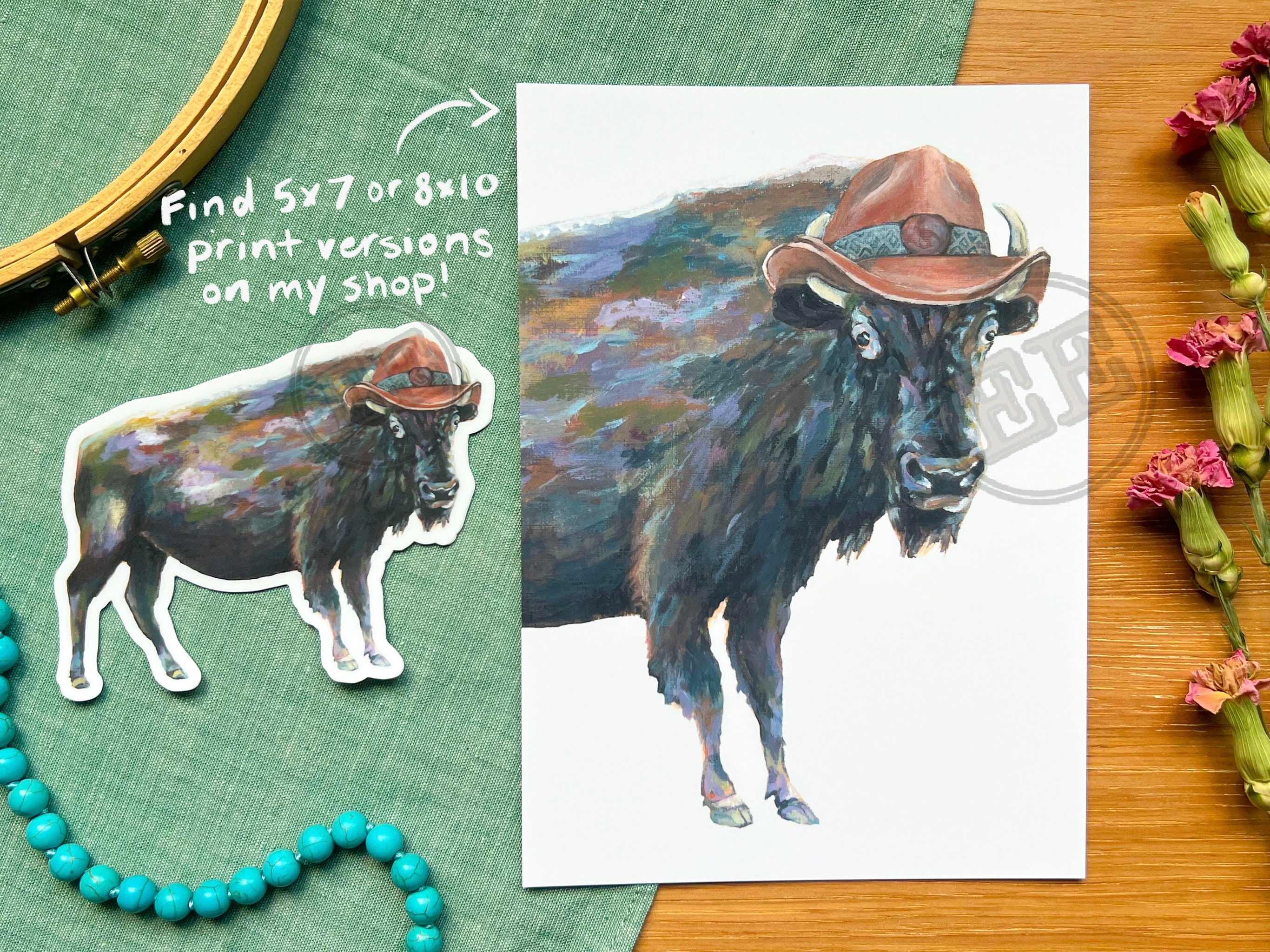 Bison Sticker Western Aesthetic Sticker Punchy Buffalo Sticker ...