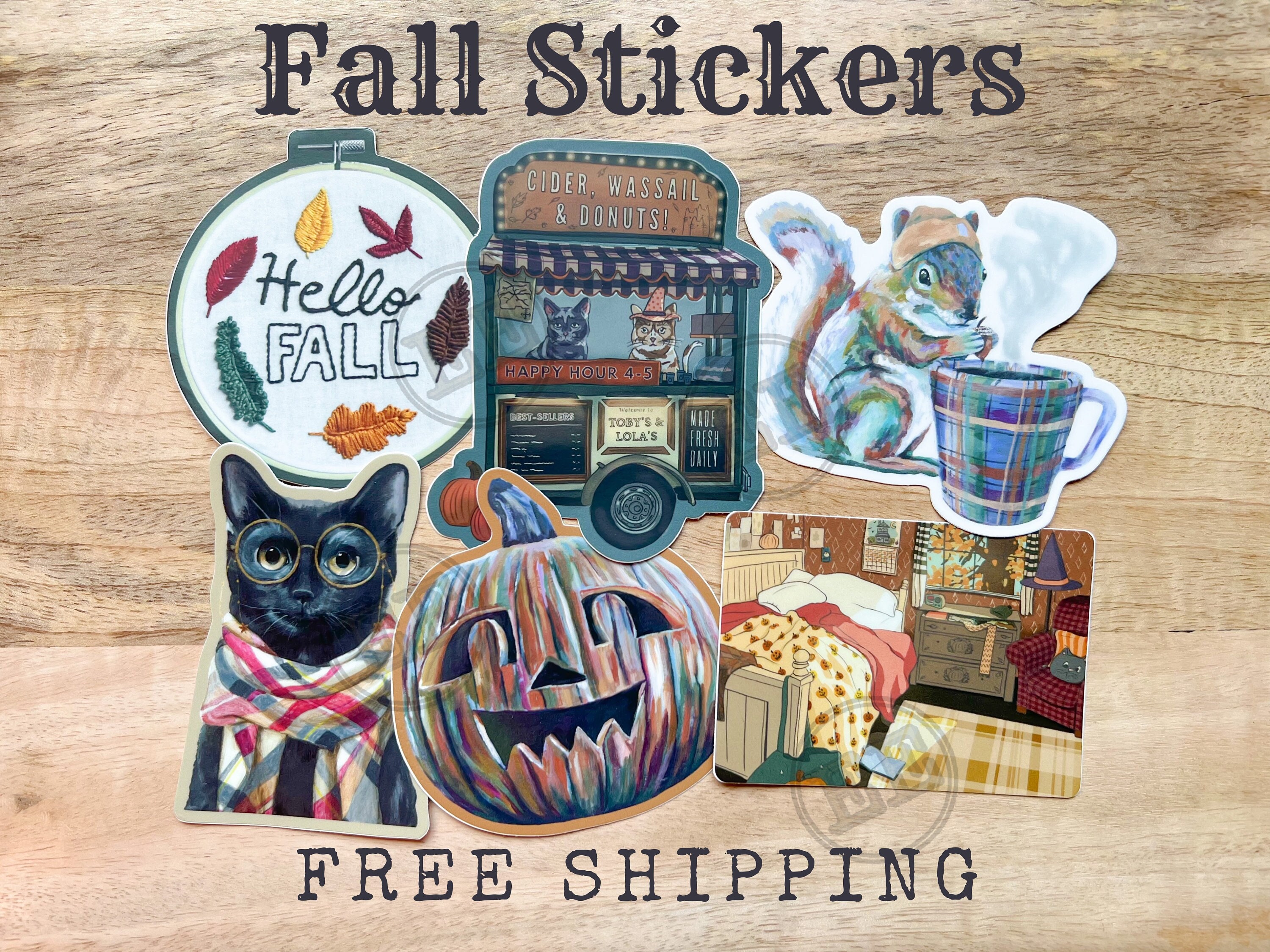 Charming Fall Sticker Set Vintage Halloween Stickers Cozy Fall - Etsy