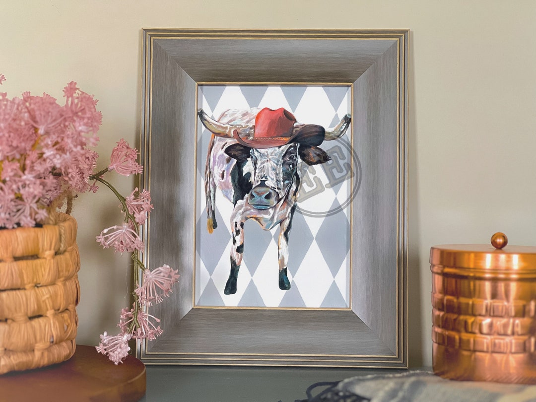 Steer Art Print 5x7 Western Aesthetic Home Decor Print Longhorn Wall ...