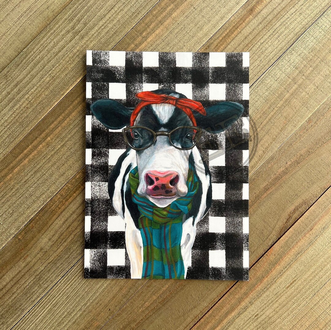 Cute Cow Print 5x7 Print Fall Card Fall Gifts Cute Fall Decor Cute ...