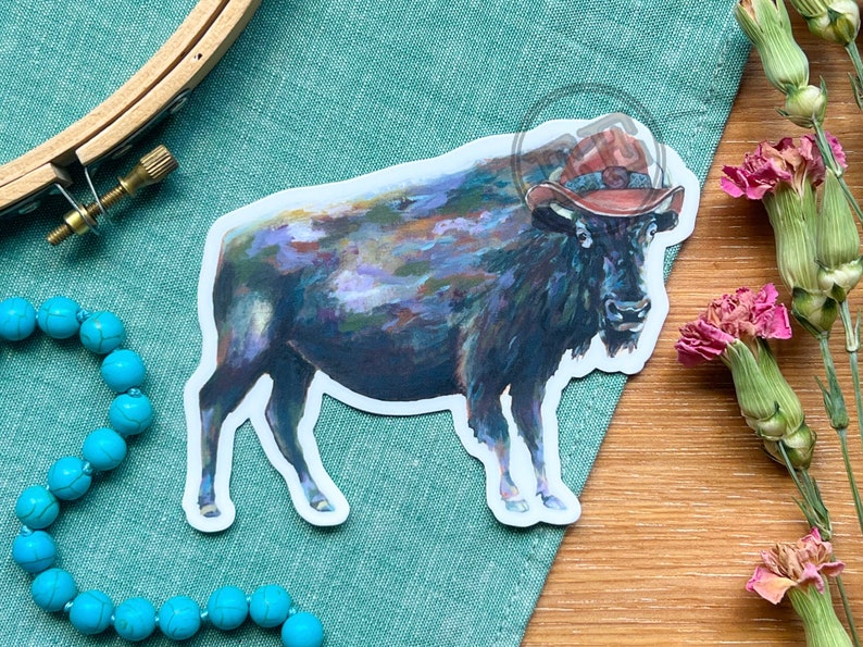 Bison Sticker Western Aesthetic Sticker Punchy Buffalo Sticker ...