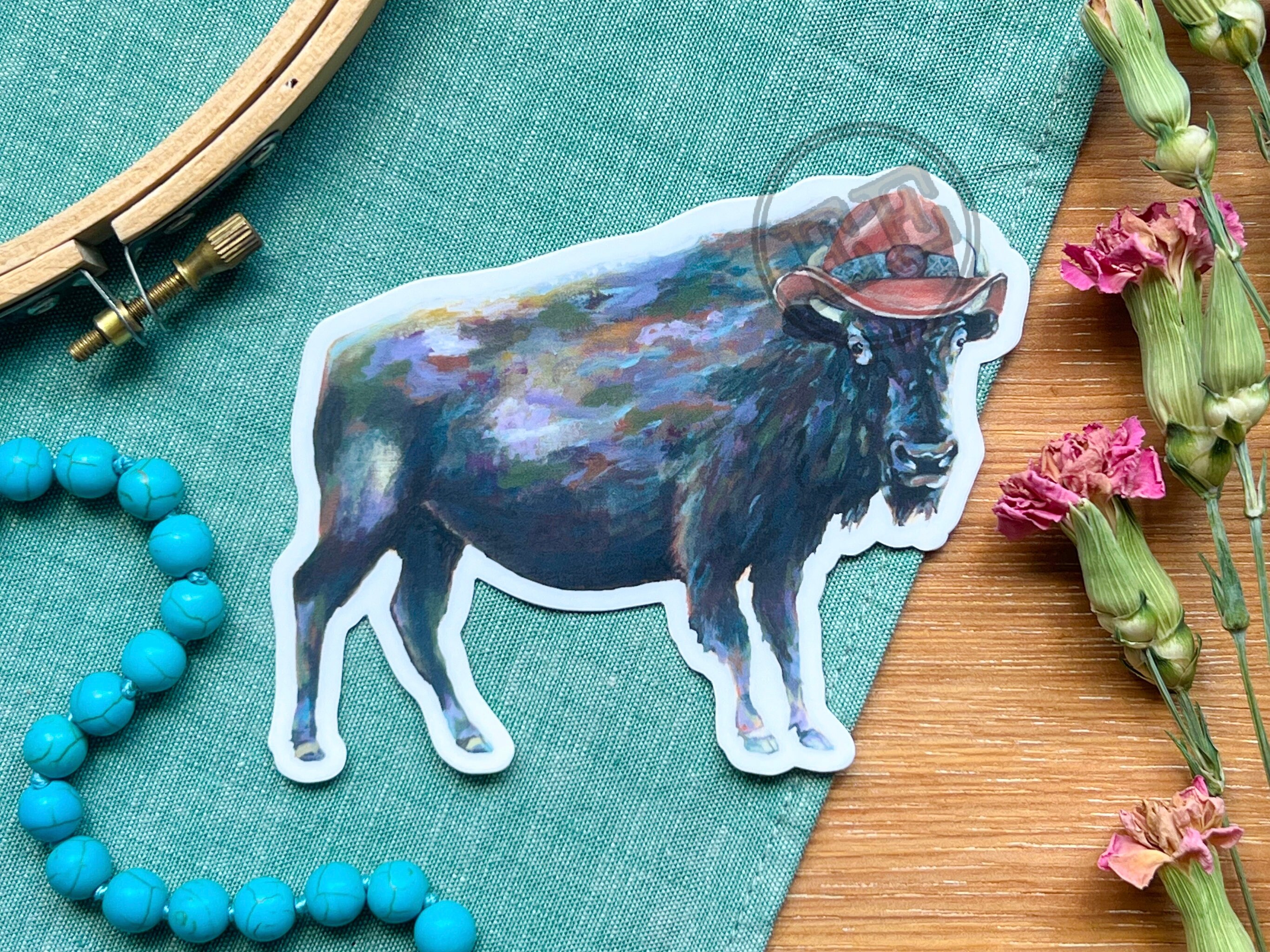 Bison Sticker Western Aesthetic Sticker Punchy Buffalo Sticker ...