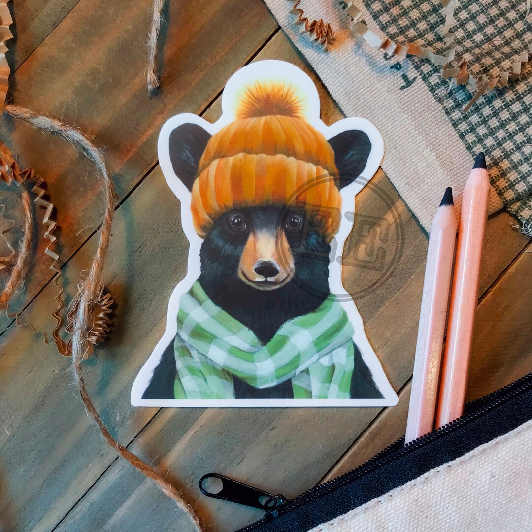 Cute Black Bear Sticker Matte Vinyl Sticker Woodland Animal Sticker ...