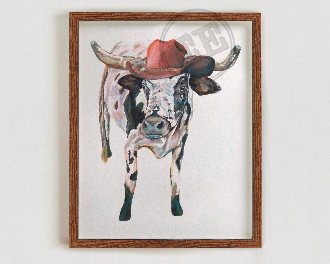 Steer Art Print 8x10 Western Aesthetic Home Decor Print Longhorn Wall ...