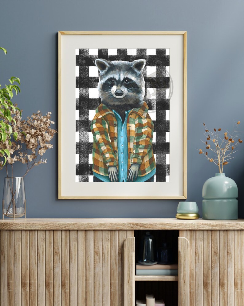 PRINTABLE Raccoon Art Print Vintage Raccoon Home Decor Cute Raccoon ...