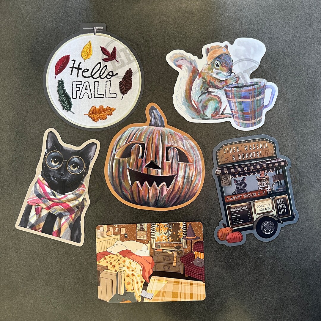 Cute Fall Magnet Set 4"x4" Magnets, Fall Dorm Room Door Decor, Cozy ...