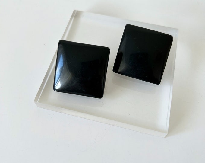 Acrylic Mod Style Earrings. Retro Style. Black. Square Shape. - Etsy